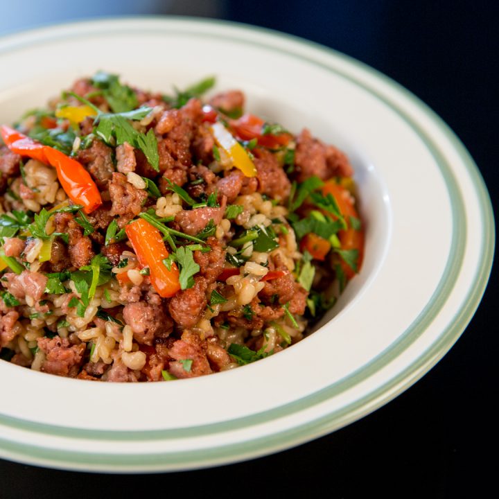 One Pot Rice and Sausage Meat