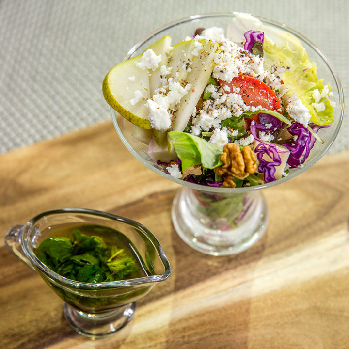Gouda Walnut Salad with Mint Vinaigrette – So Delicious