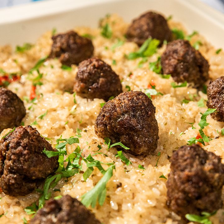 Beef Meatballs with Sweet Pepper Rice