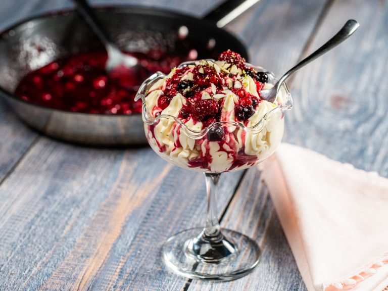 Mascarpone Mousse with Berry Sauce